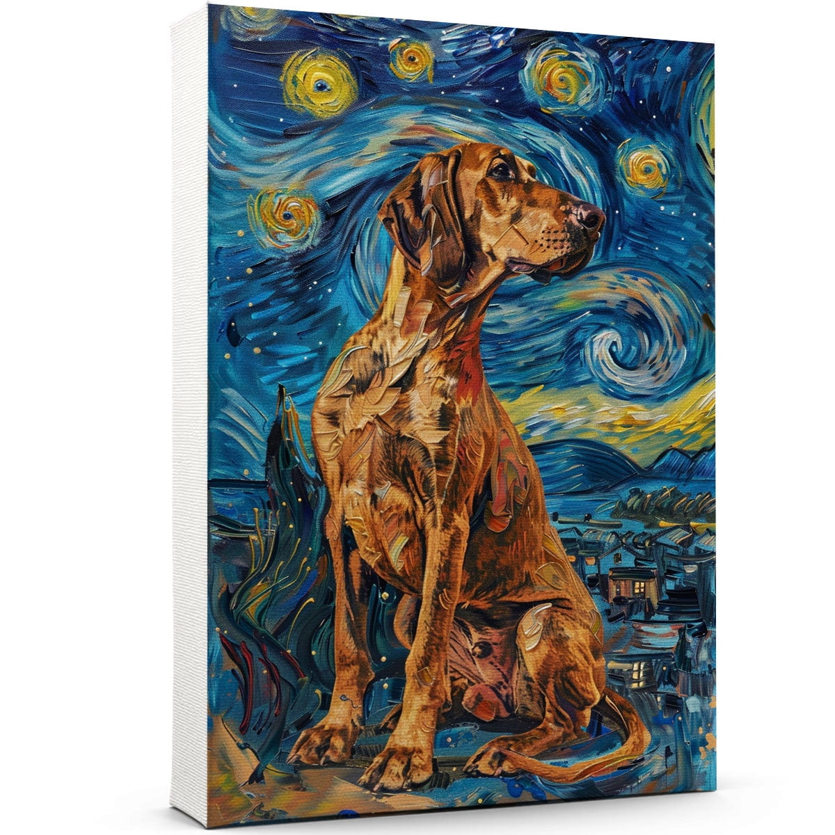 Bloodhound Dog Starry Night Canvas Wall Art Prints, Dog Art Canvas ...