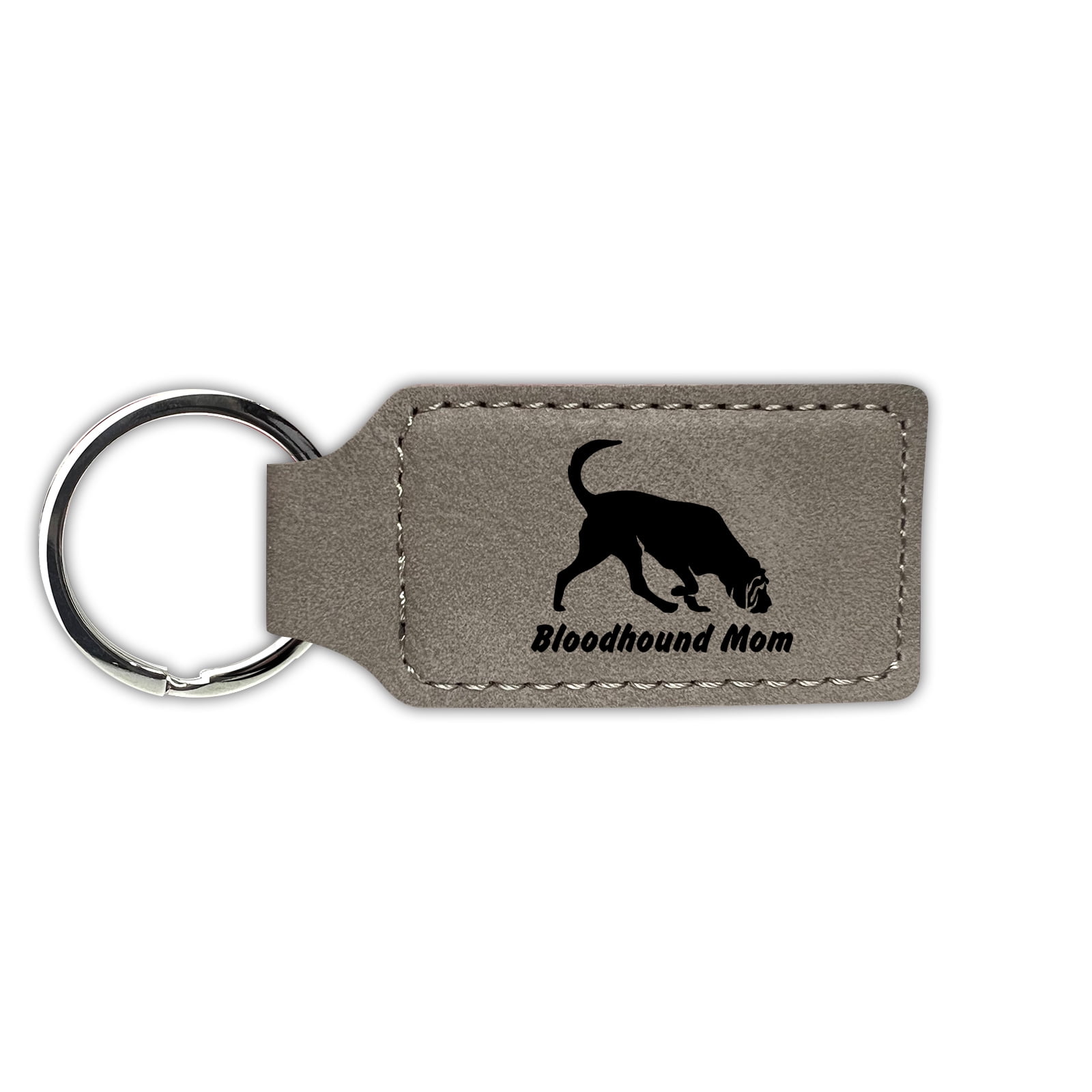 Bloodhound Mom Keychain Leatherette Rectangle - Laser Engraved - Many ...