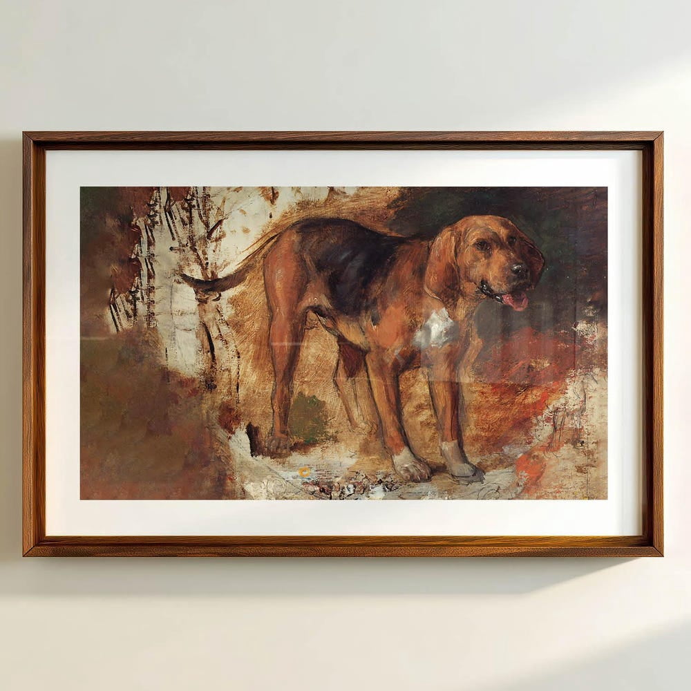 Bloodhound Print: Retro Hunting Dog Poster Outdoorsy Art Cabin Wall ...