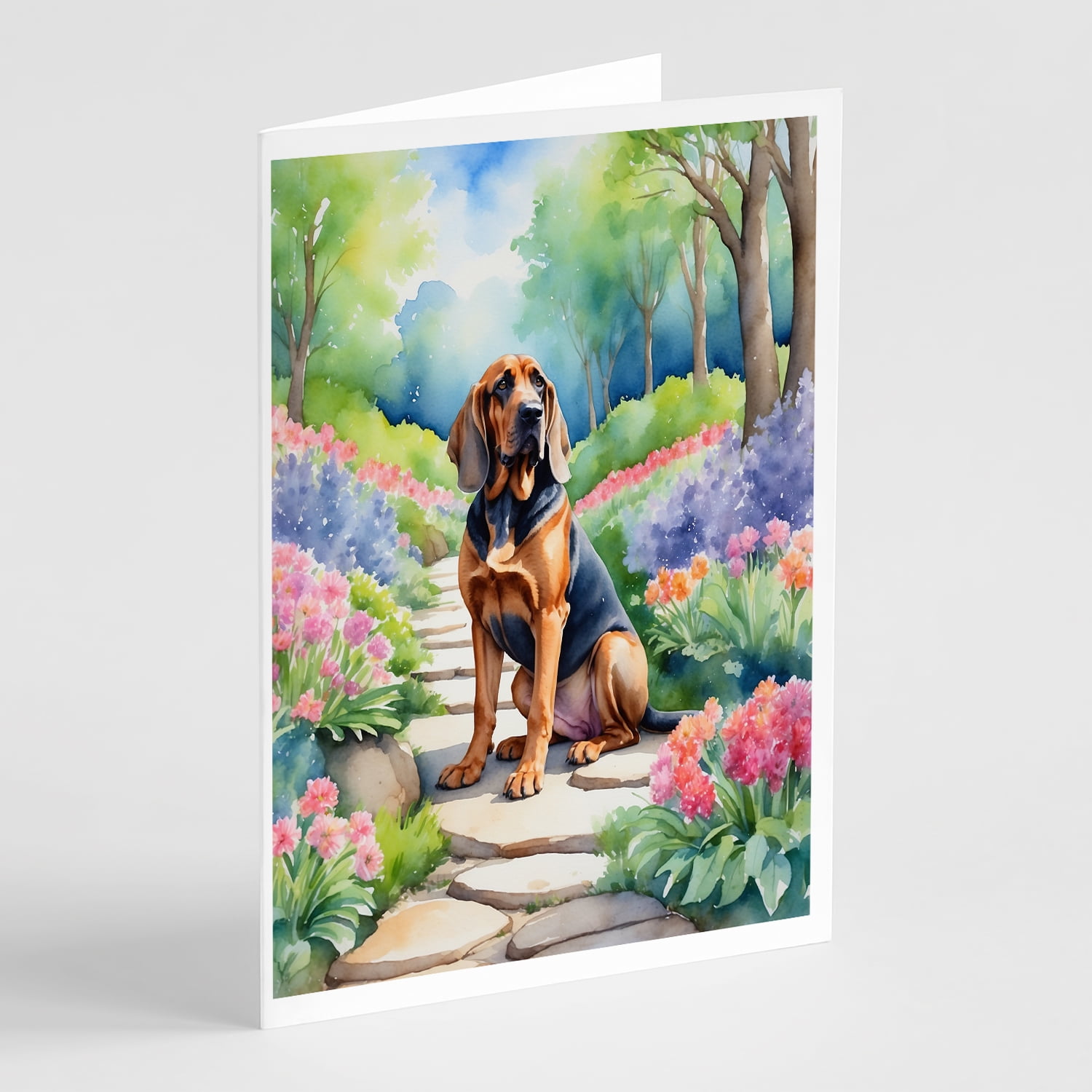 Bloodhound Spring Path Greeting Cards Pack of 8 7 in x 5 in - Walmart.com