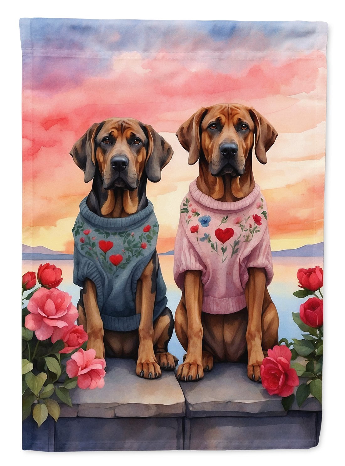 Bloodhound Two Hearts House Flag 28 in x 40 in - Walmart.com