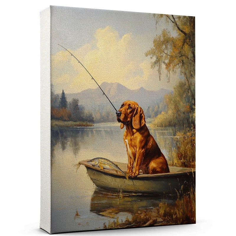 Bloodhound Vintage Dog Fishing Canvas – Artistic Sports, Bloodhound Dog ...