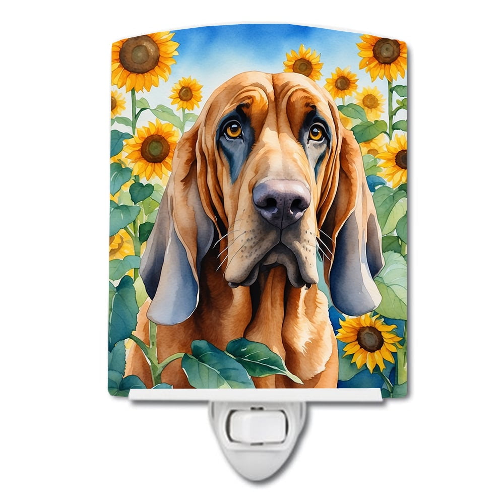 Bloodhound in Sunflowers Ceramic Night Light 4 in x 6 in - Walmart.com
