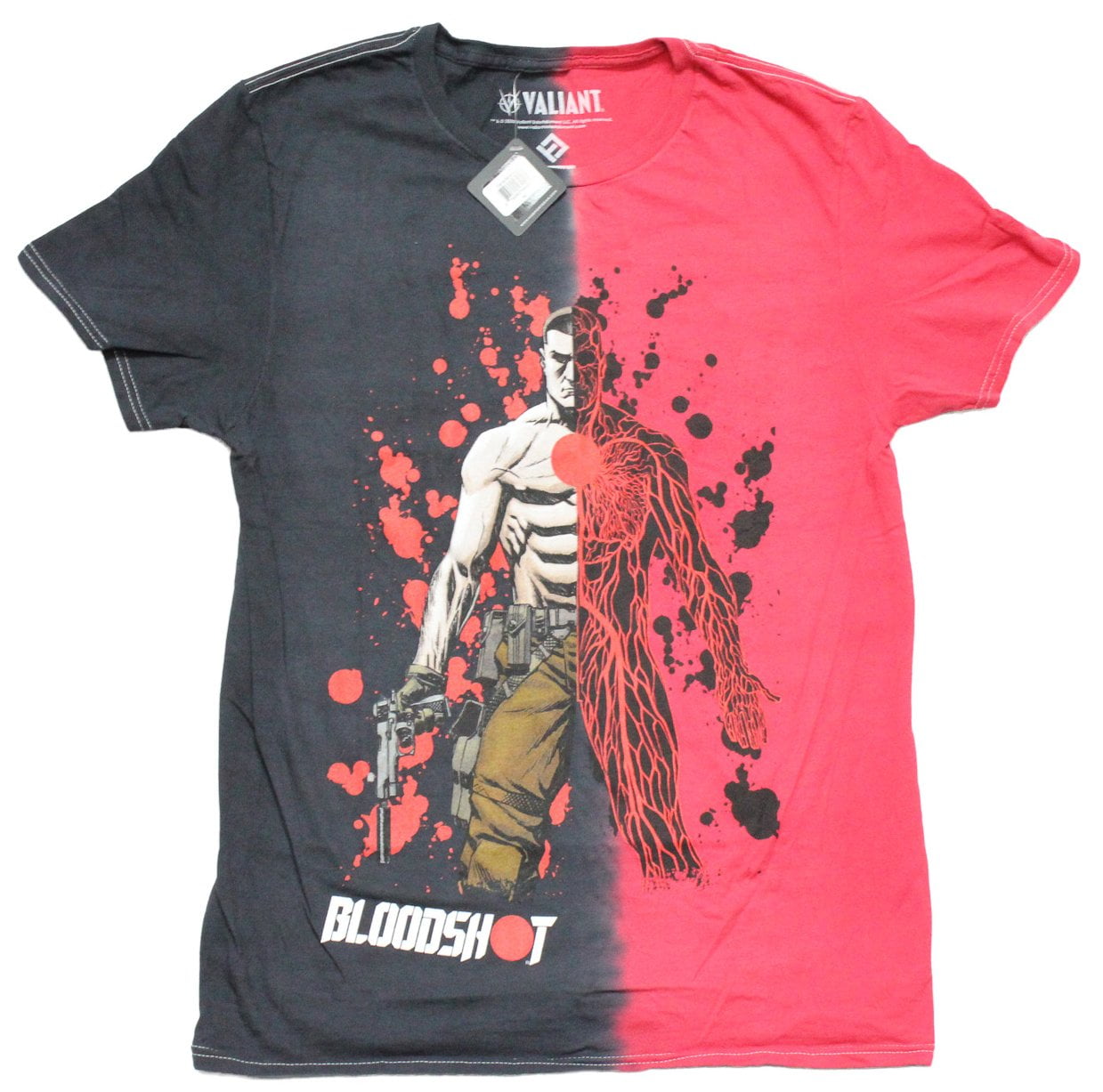 Bloodshot Valiant Mens T-Shirt - Split Body Image Half Human Half Veins ...