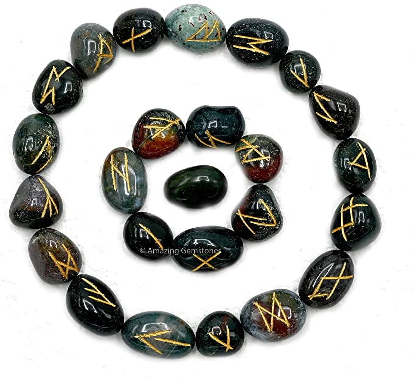Bloodstone Crystal Runes Stone Set Elder Futhark - Walmart.com