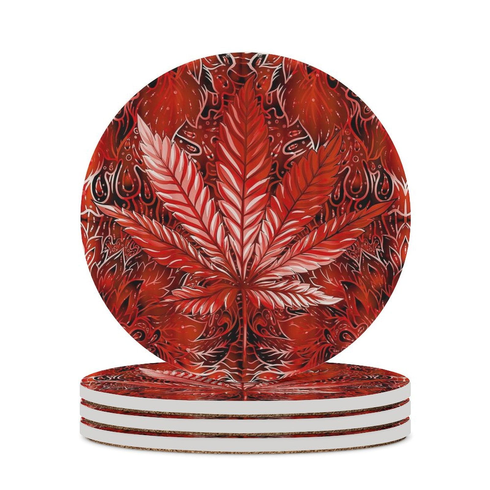 Bloody Butterfly Maple Leaf Ceramic Coasters Absorbent Coasters for ...