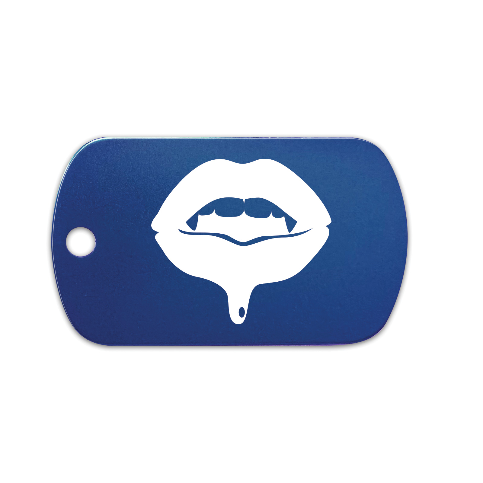 Bloody Fang Teeth And Lips GI Dog Tag Aluminum Keychain - Blue ...