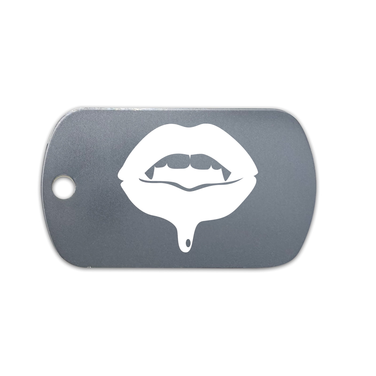 Bloody Fang Teeth And Lips GI Dog Tag Aluminum Keychain - Silver ...