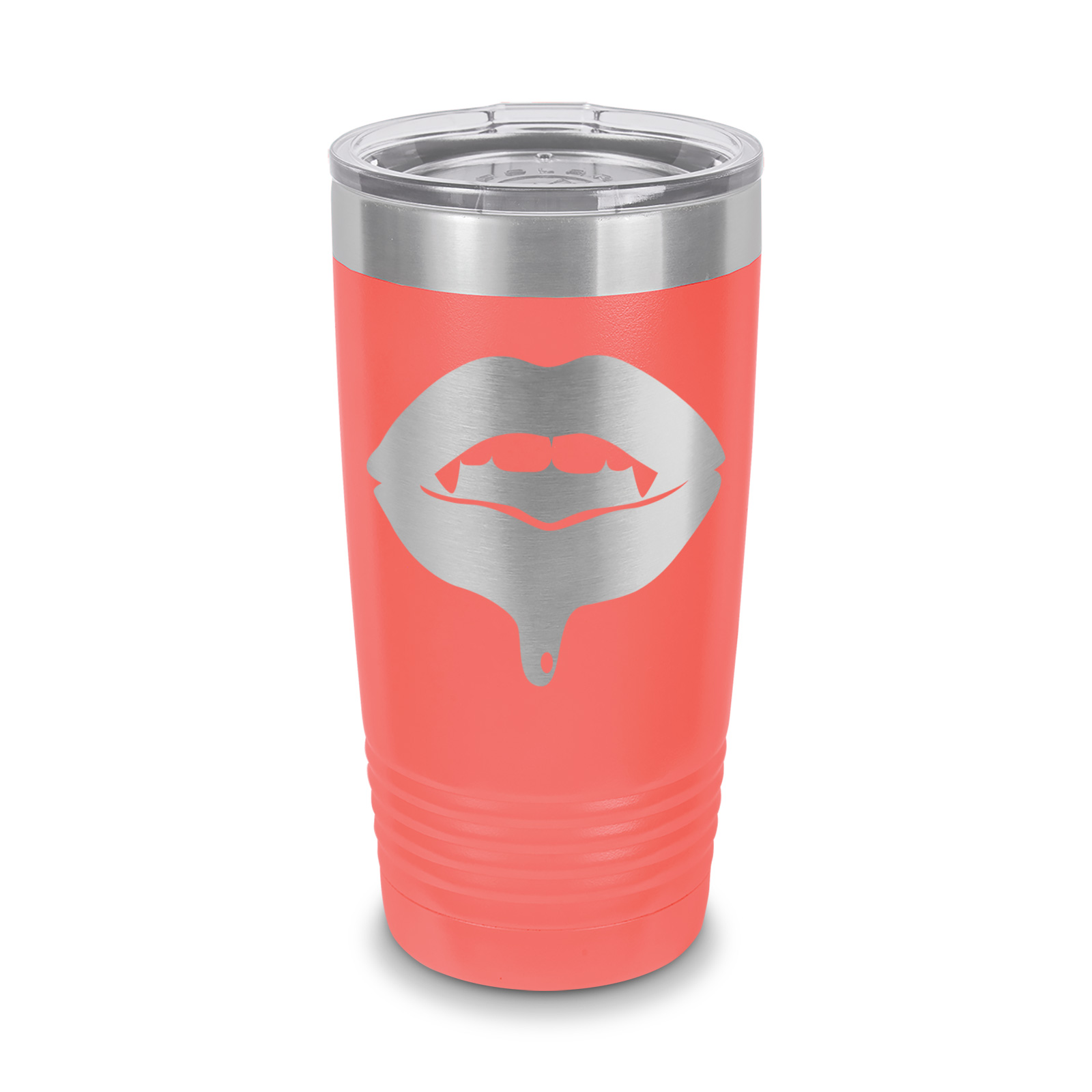 Bloody Fang Teeth and Lips Tumbler 20 oz - Laser Engraved w/ Clear Lid ...