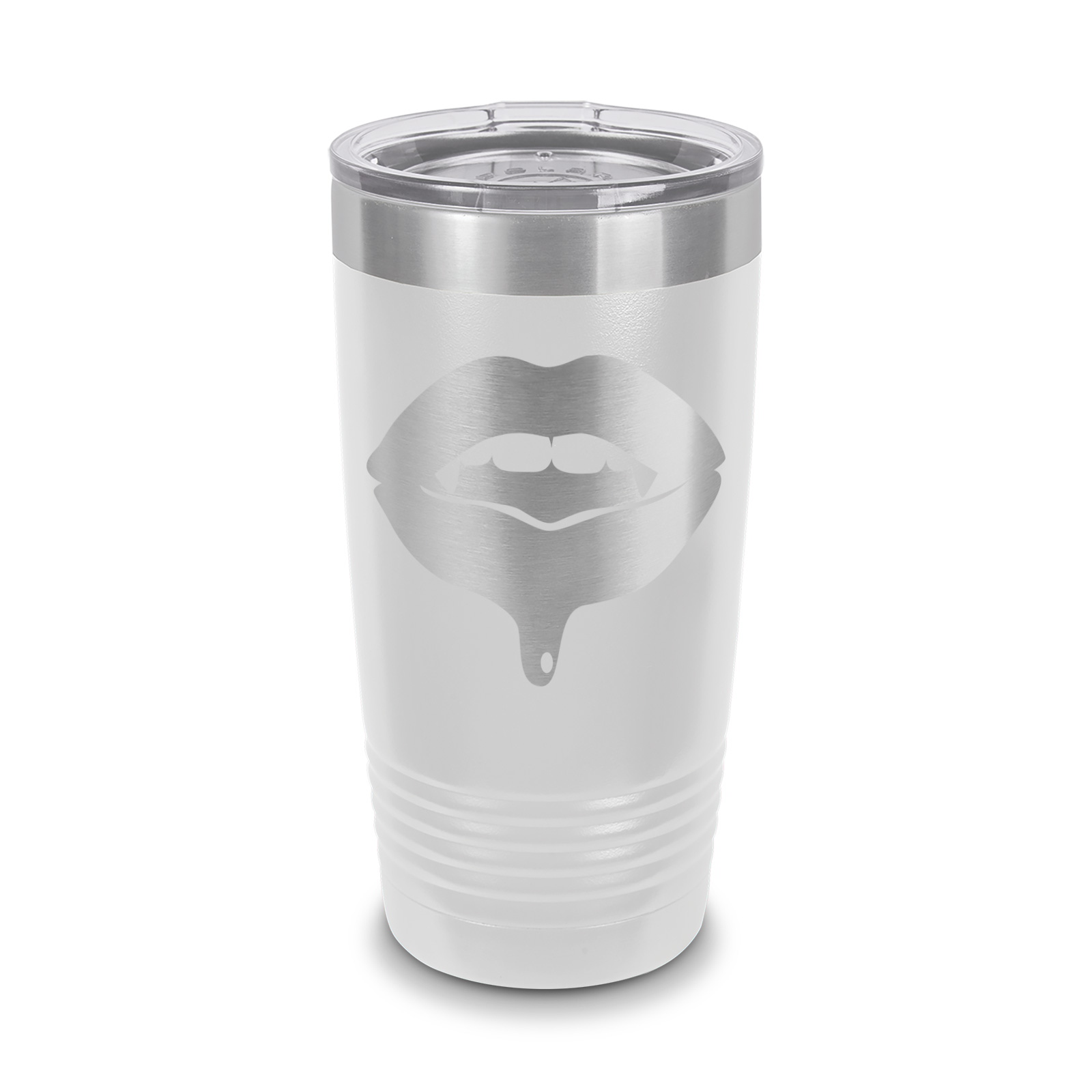 Bloody Fang Teeth and Lips Tumbler 20 oz - Laser Engraved w/ Clear Lid ...