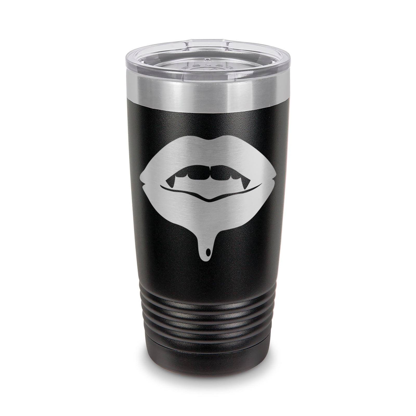 Bloody Fang Teeth and Lips Tumbler 20 oz - Laser Engraved w/ Clear Lid ...
