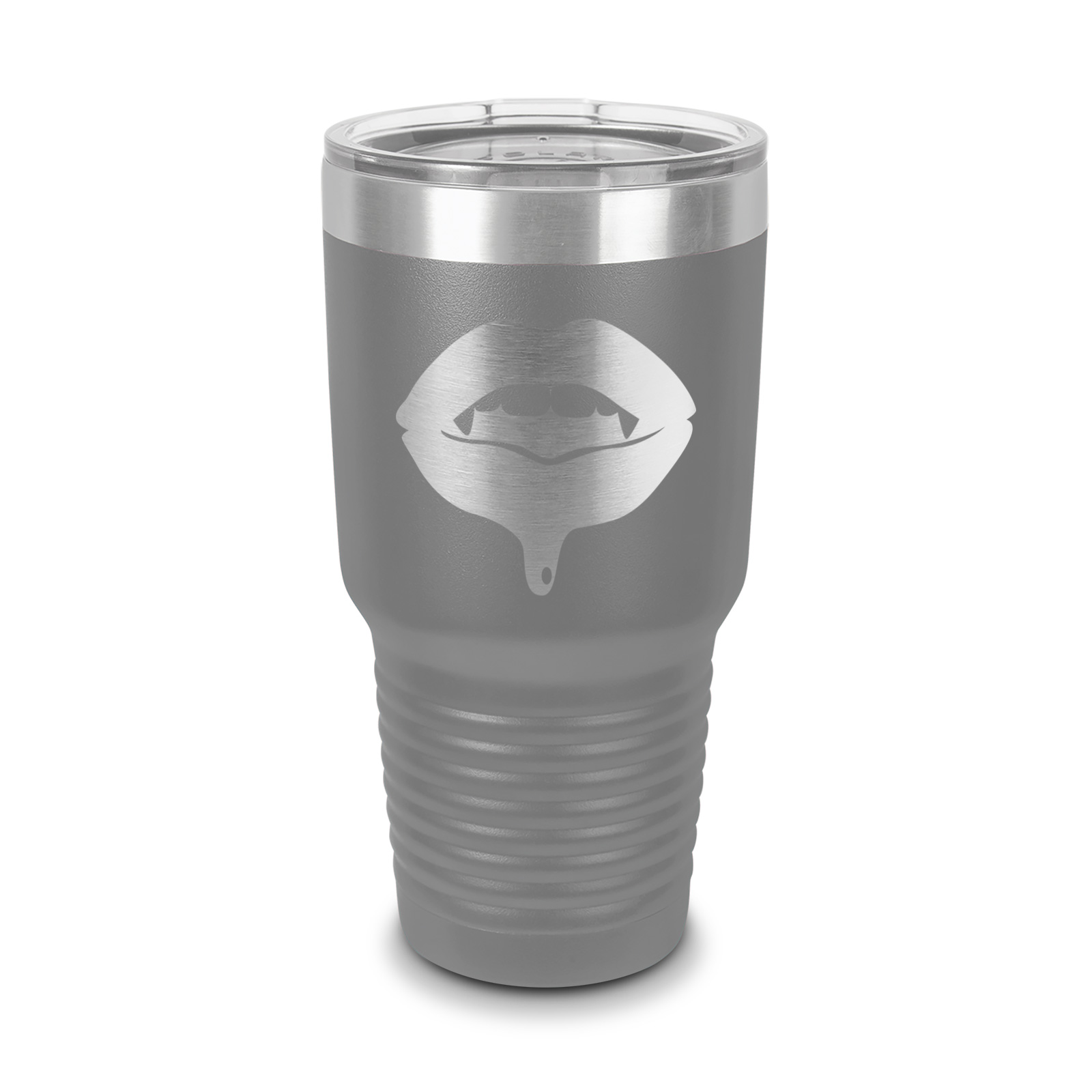 Bloody Fang Teeth and Lips Tumbler 30 oz - Laser Engraved w/ Clear Lid ...
