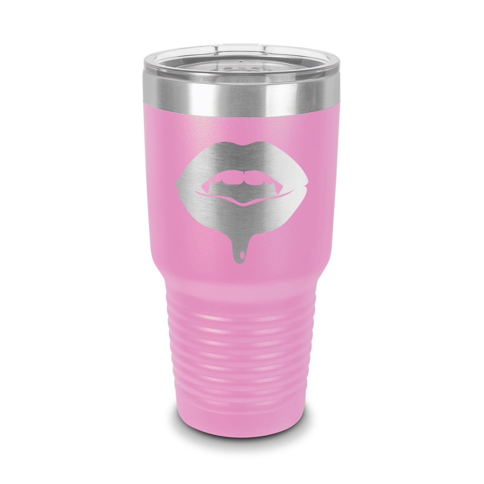 Bloody Fang Teeth and Lips Tumbler 30 oz - Laser Engraved w/ Clear Lid ...