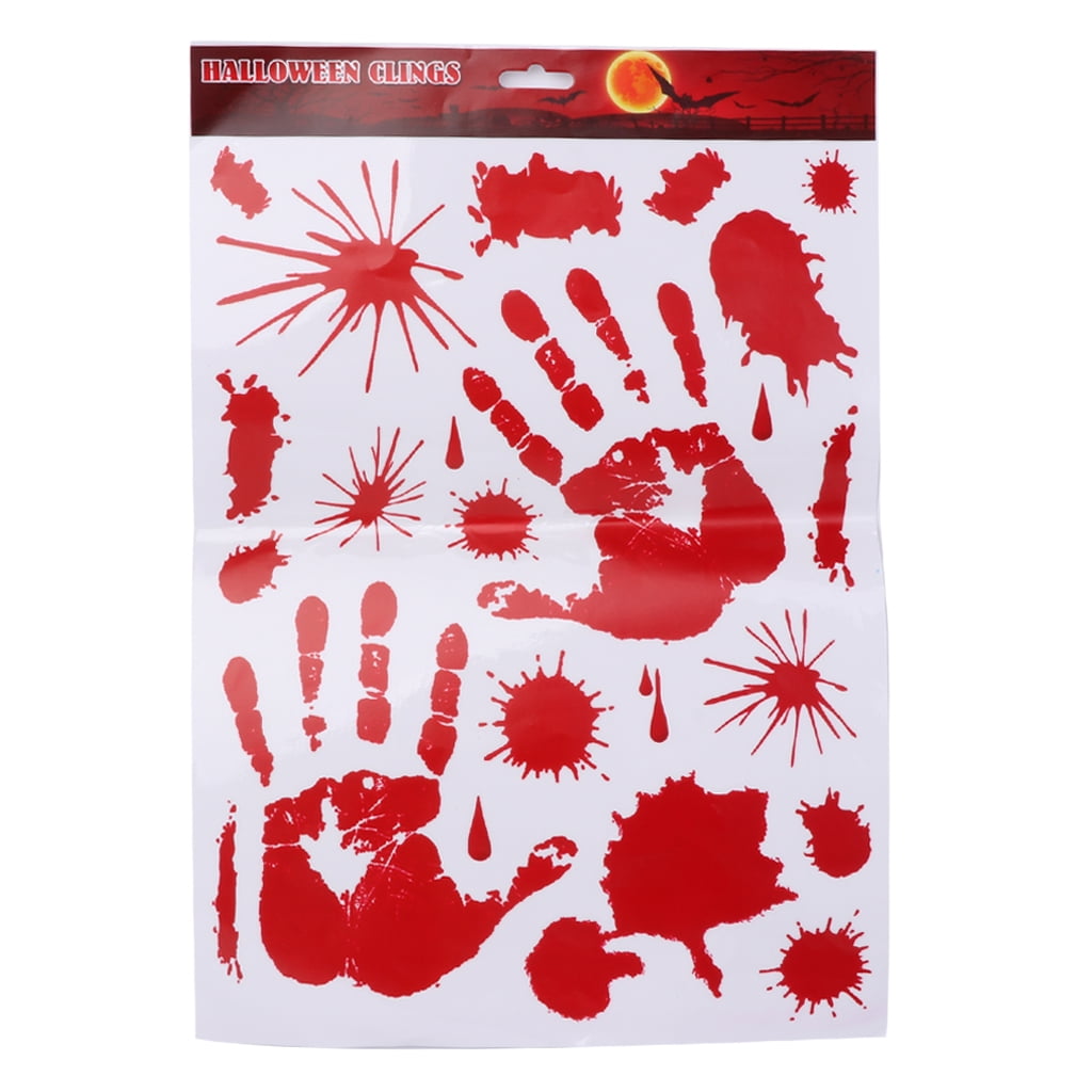 Bloody Hand Print Window Clings Stickers Party Decorations Prop Sheet ...