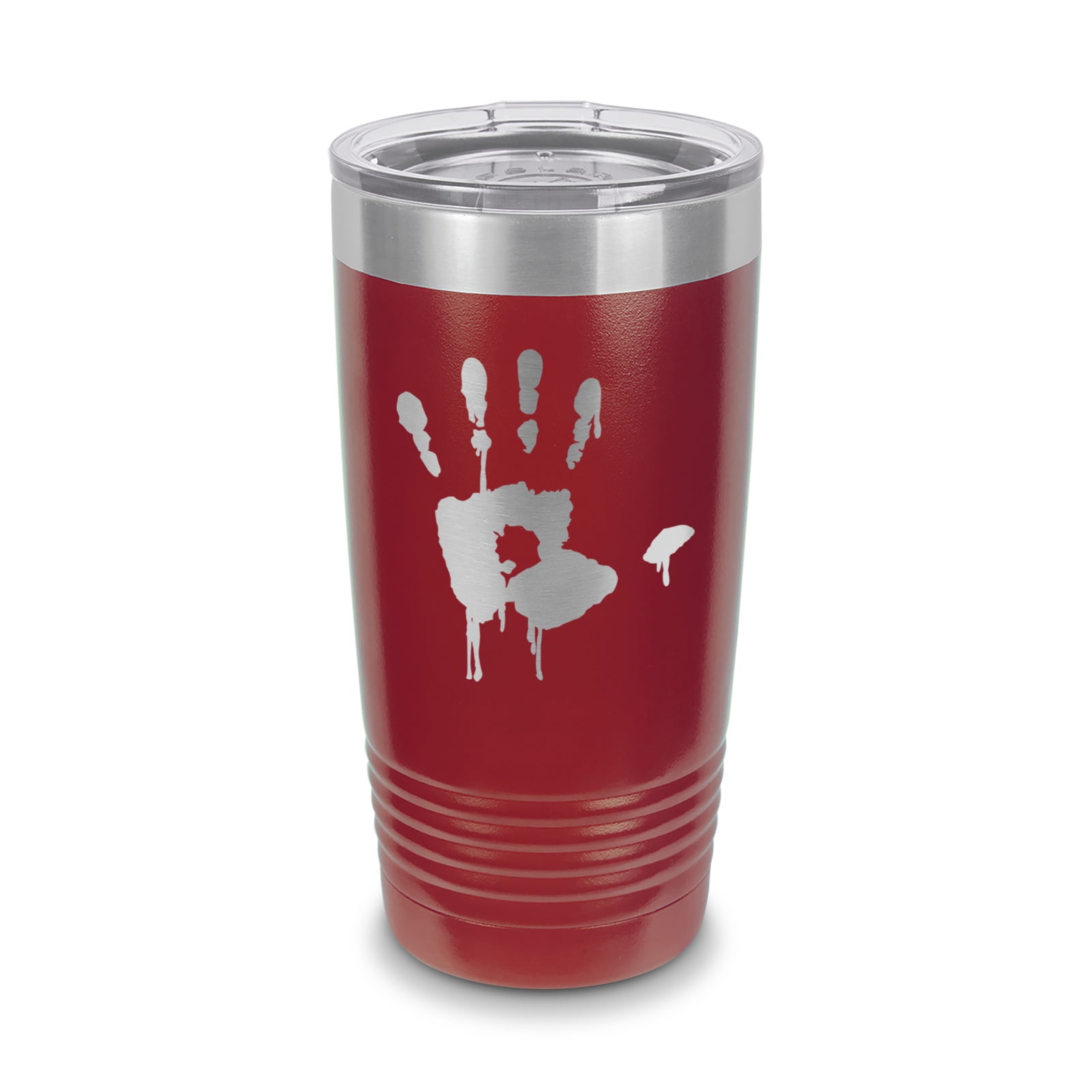 Bloody Handprint Zombie Tumbler 20 oz - Laser Engraved w/ Clear Lid ...