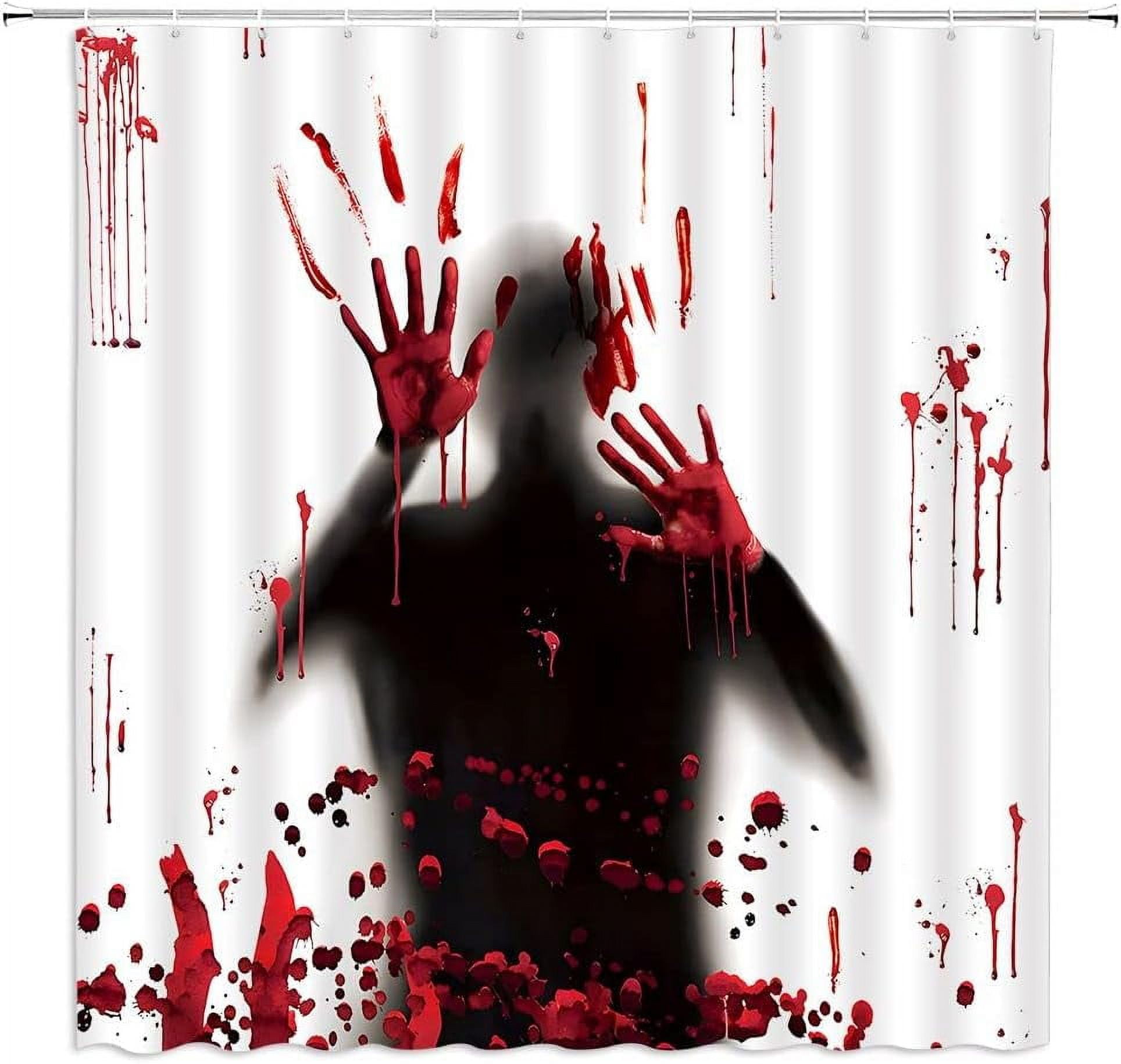 Bloody Hands Shower Curtain Scary Ghost Shadow Red Blood Handprint ...