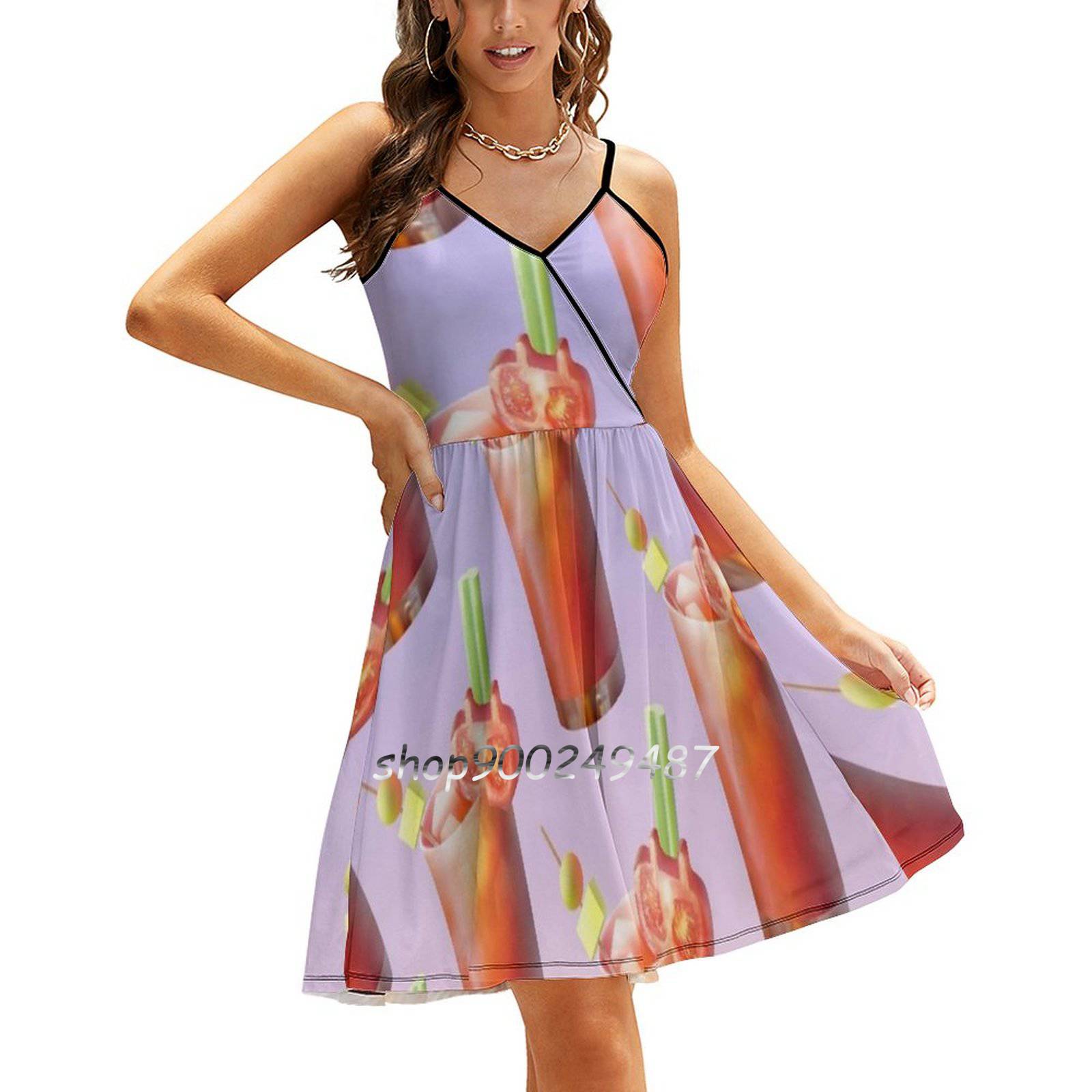 Bloody Mary Cocktail Evening Party Dresses Midi Sexy Dress Female Sweet One Piece Dress Korean ...