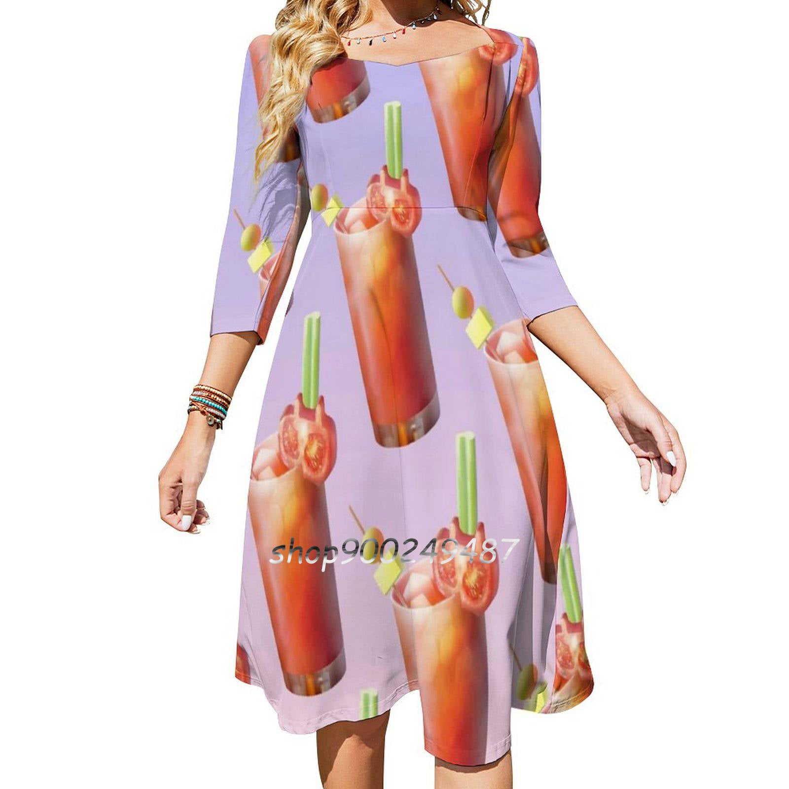 Bloody Mary Cocktail Eving Party Dresses Midi Sexy Dress Female Sweet ...