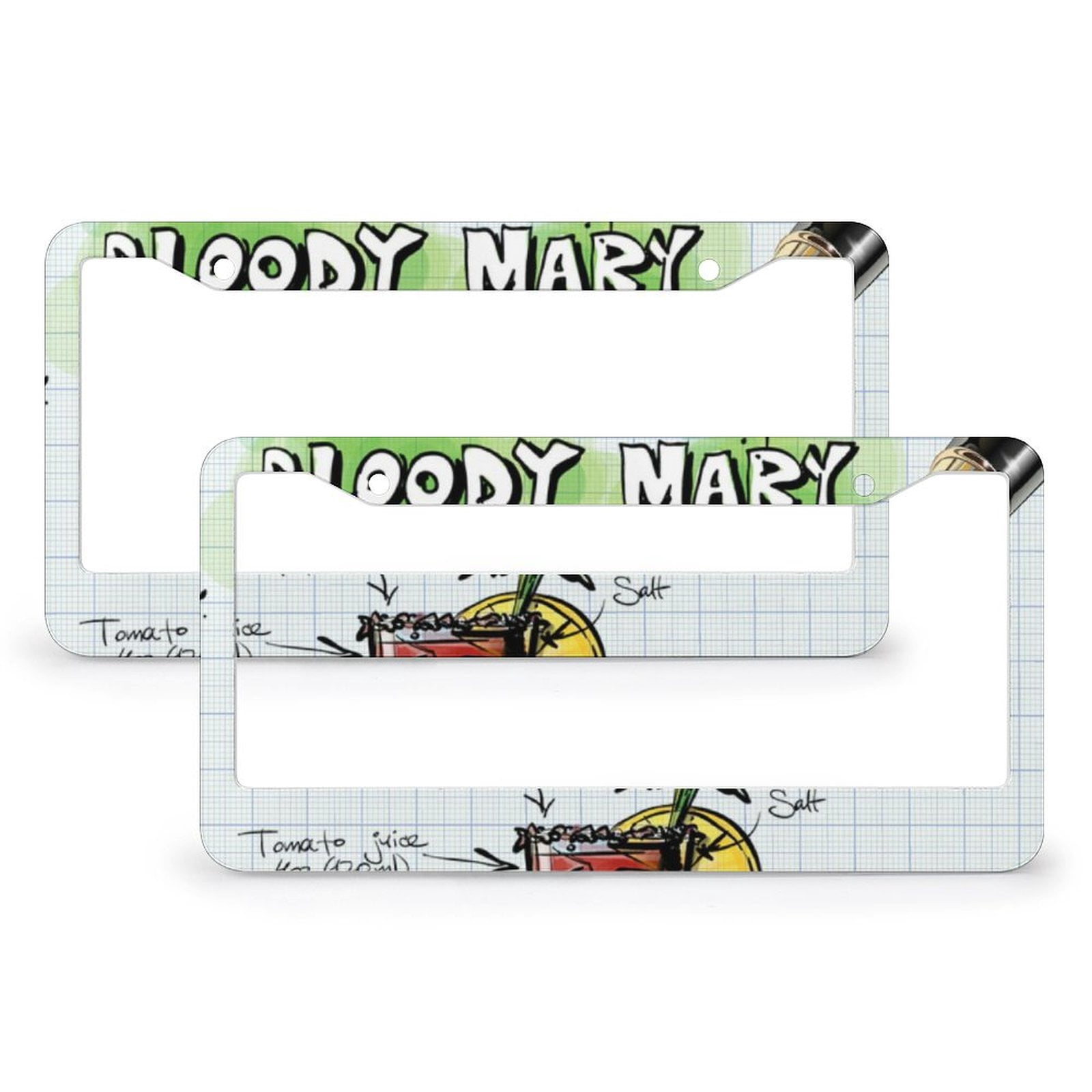 Bloody Mary License Plate Cover 2 PCS Summer Cocktail Menu Licenses ...