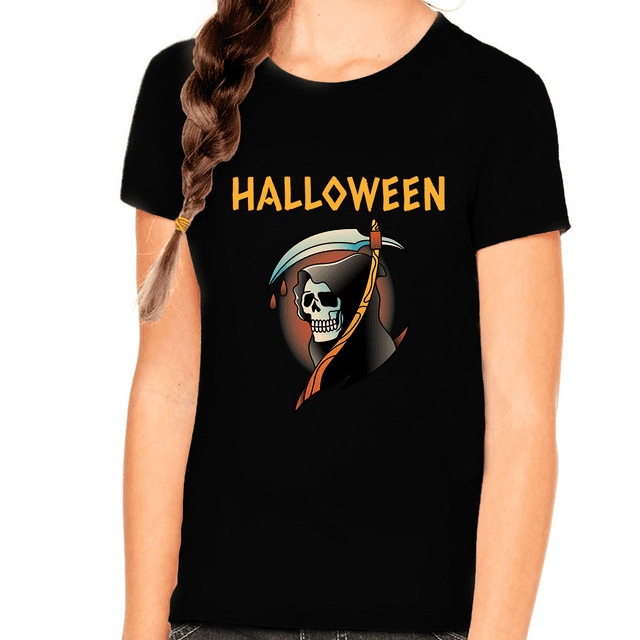 Bloody Skeleton Shirts for Girls Halloween Shirt Grim Reaper Halloween ...