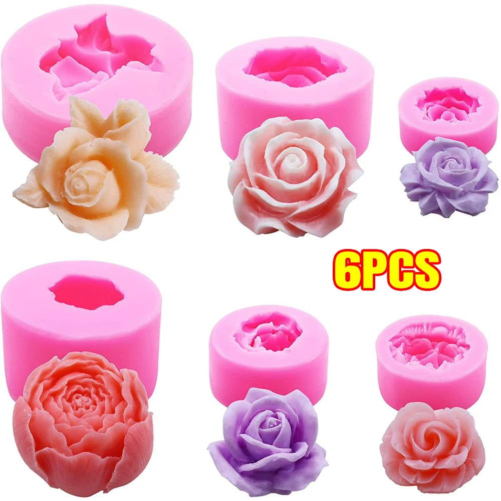 Bloom 3D Rose Flower Silicone Mold Peony Flower 6PCS Fondant Molds For ...