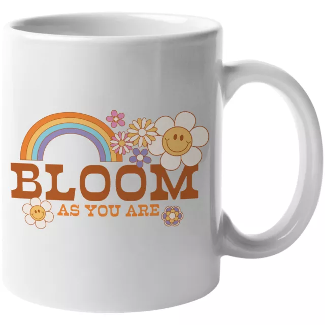 Bloom As You Are, 90S Retro Flower With Smile & Rainbow Art Mug Best ...