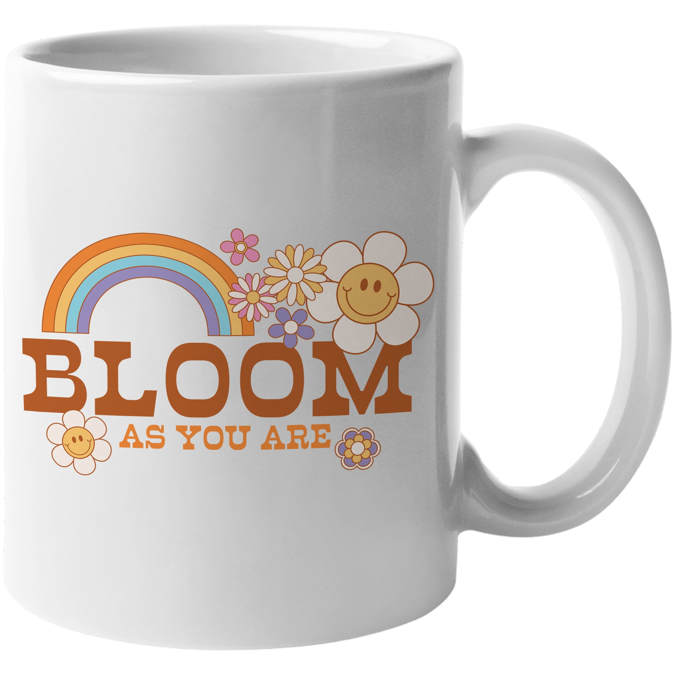 Bloom As You Are, 90s Retro Flower with Smile & Rainbow Art Merch Gift ...