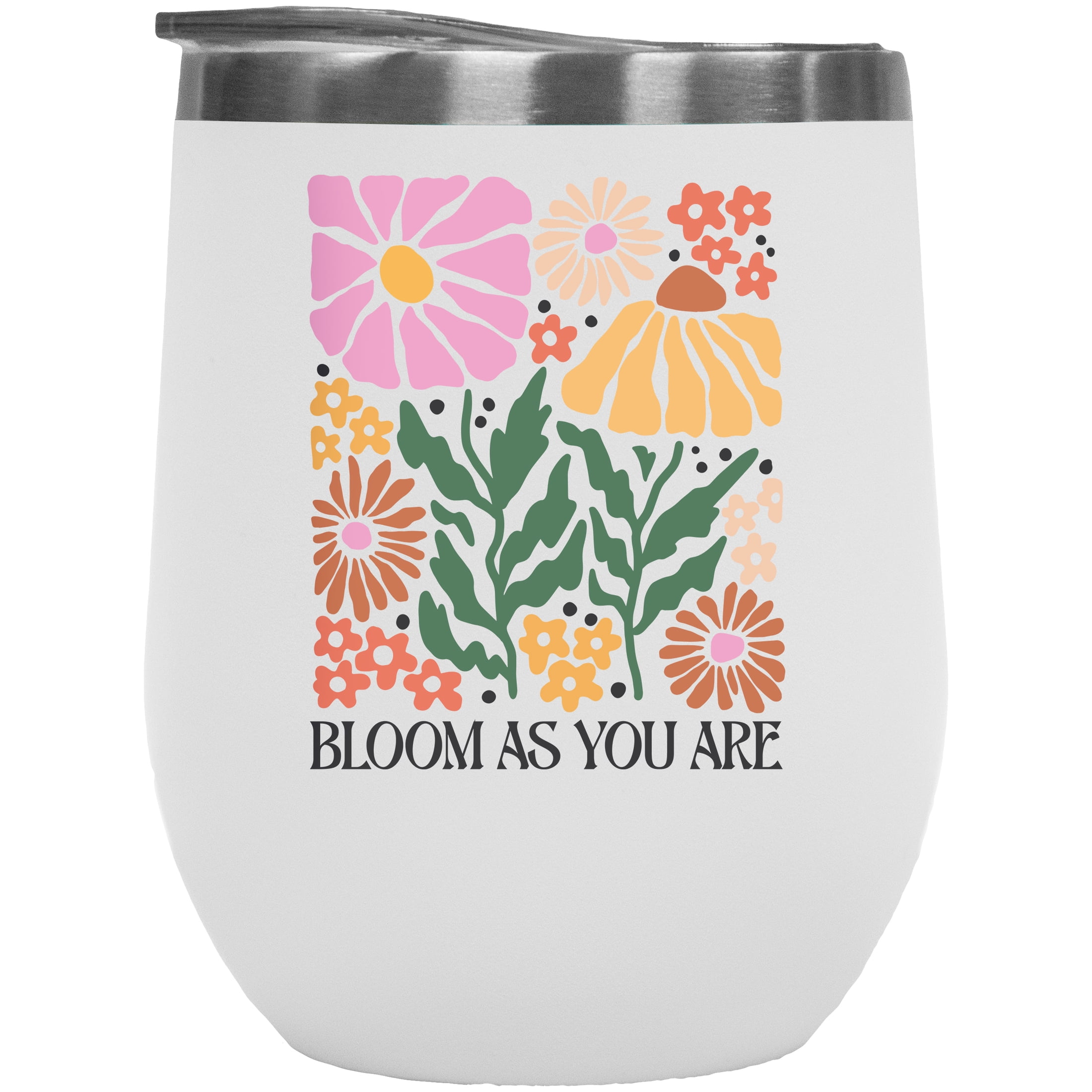 Bloom As You Are, Botanical Boho Flowers Art Merch Gift, White 12oz ...