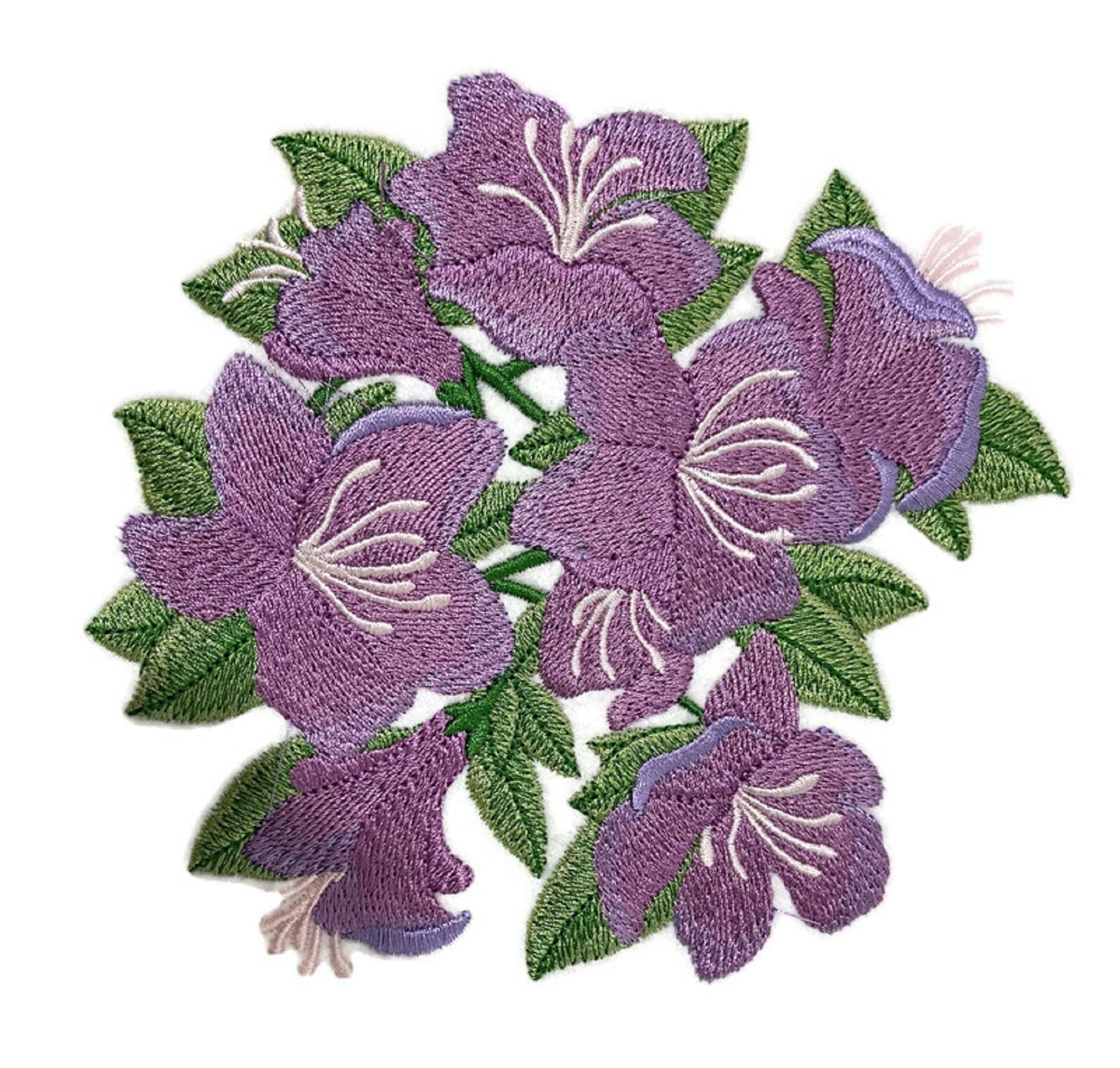 Bloom Azalea Flower Embroidered Iron on/Sew Patch (5.52" x 5.99 ...