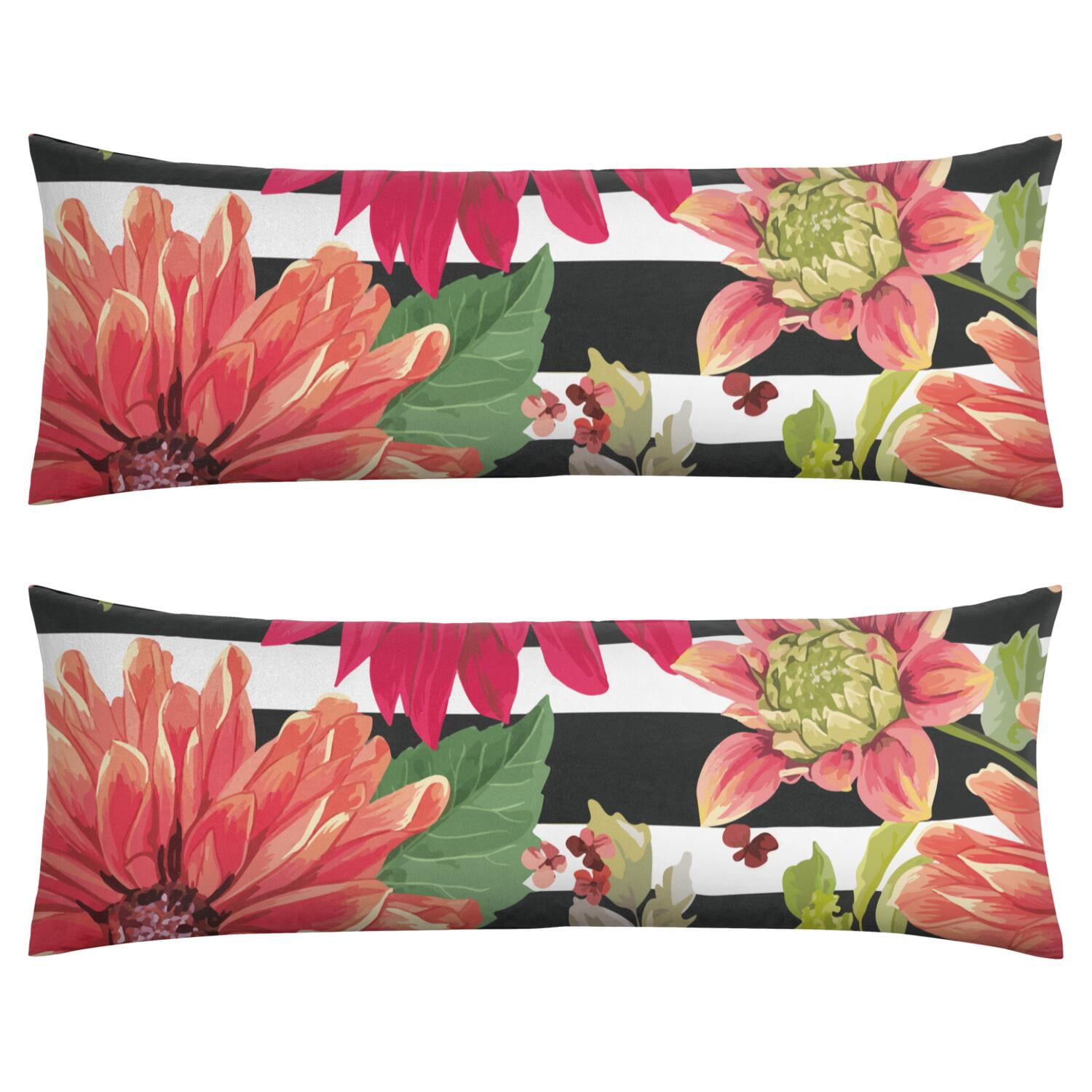 Bloom Blossom Print Body Pillow Cover 20x54 - Nature Garden Long Pillow ...