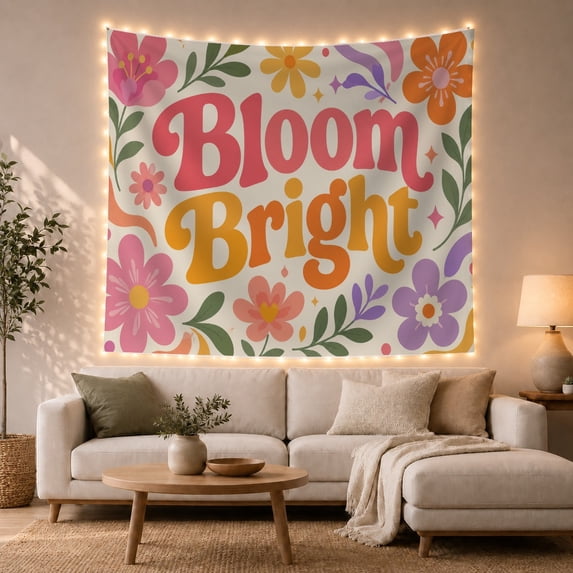 Bloom Bright Typography with Stylized Retro Floral Elements, Nostalgic ...
