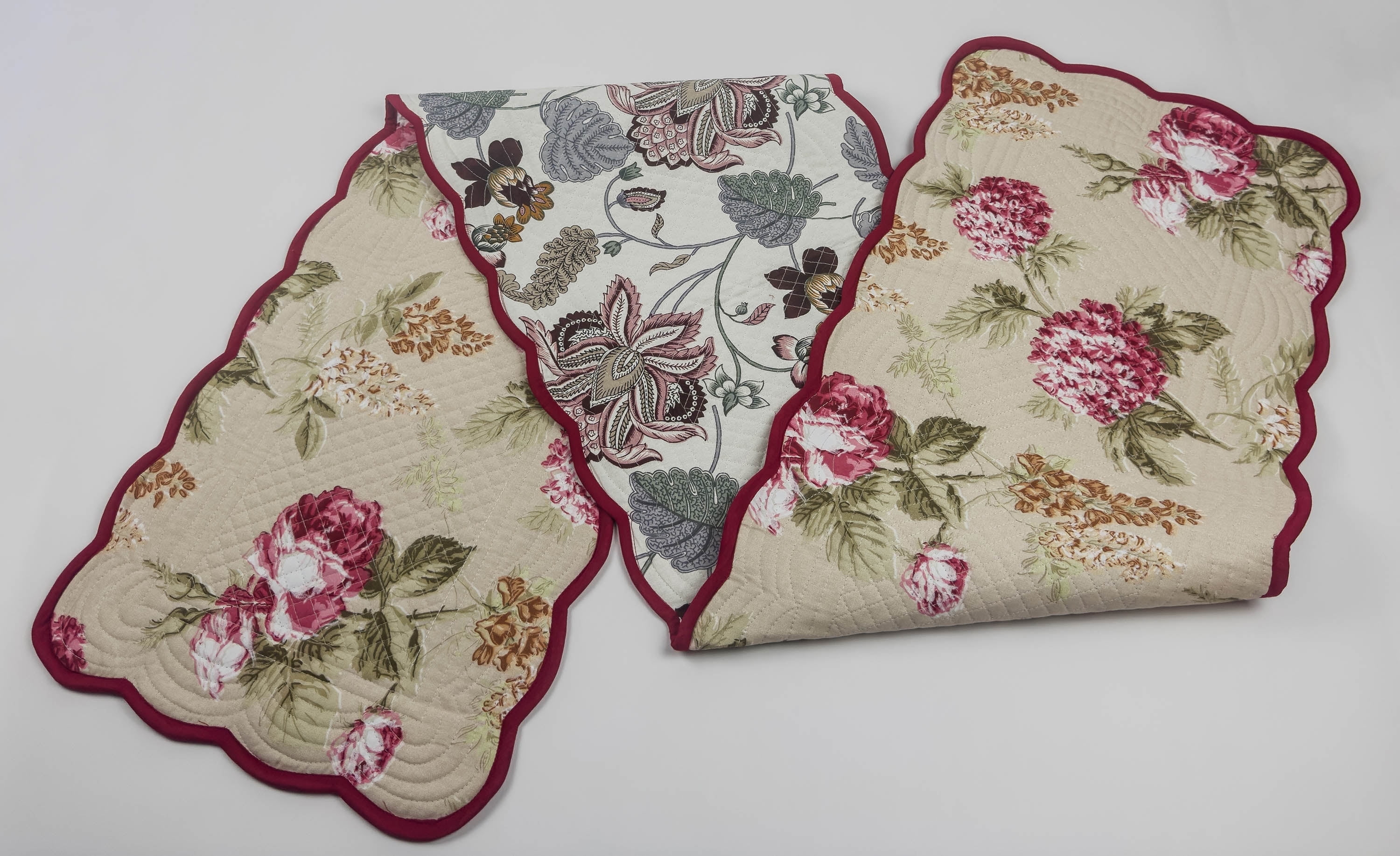 Bloom Collection 100% Cotton Quilted Decorative Table Runner ...
