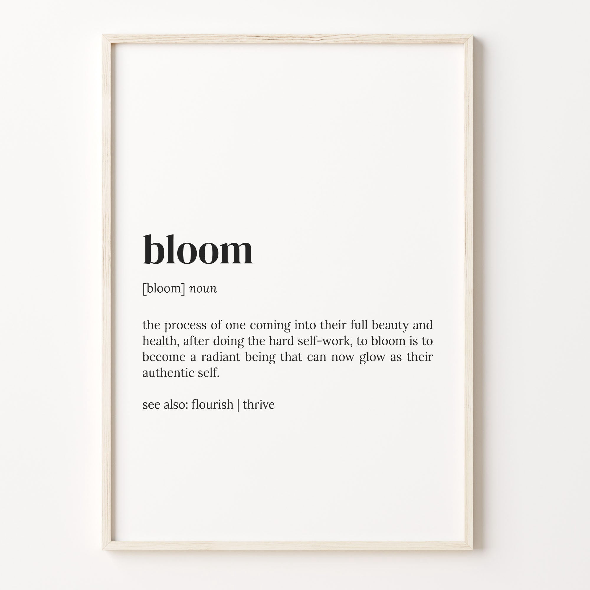 Bloom Definition Print: Motivational Quote Wall Art Poster Vintage ...
