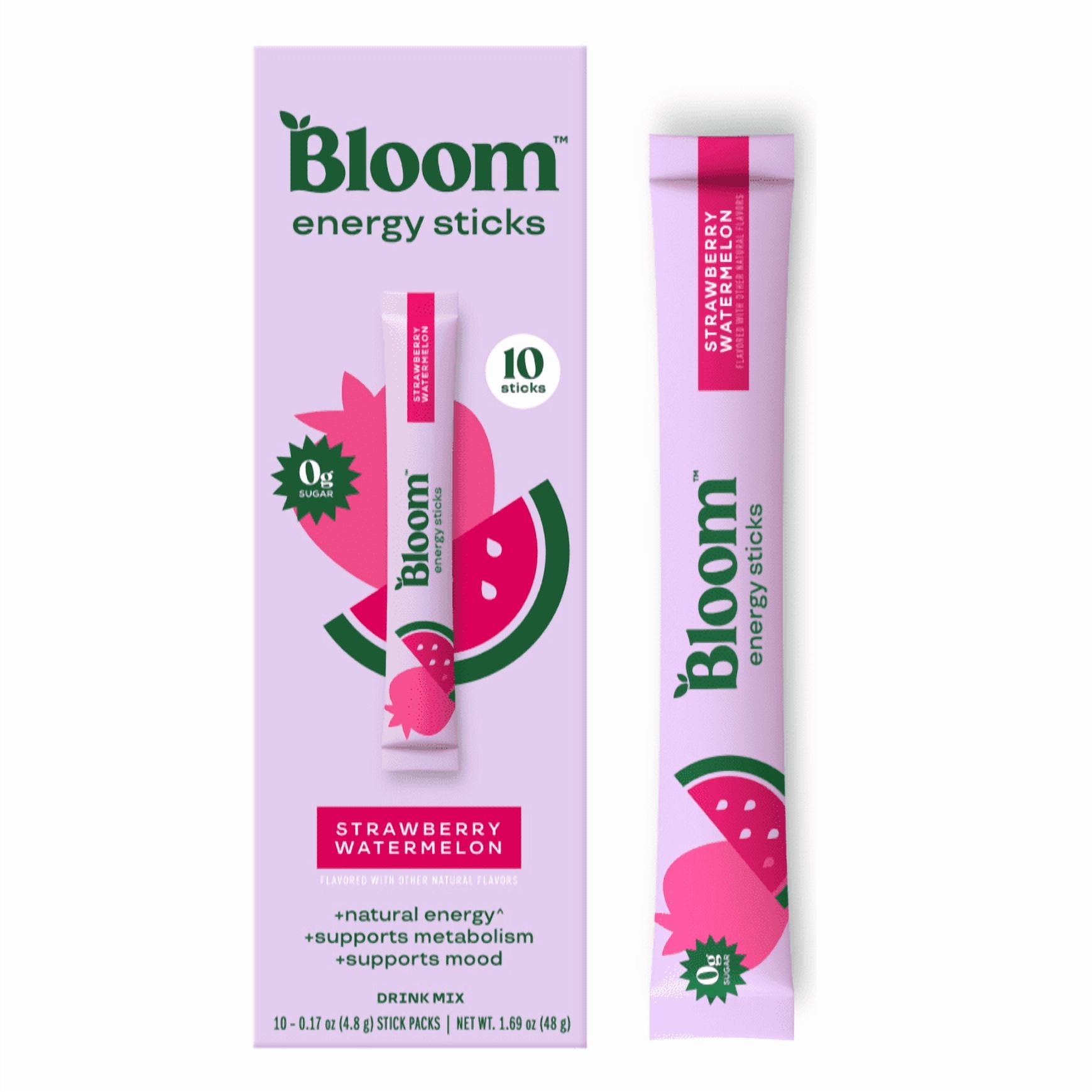Bloom Energy Sticks - Strawberry Watermelon, 10ct, Caffeine 180mg ...