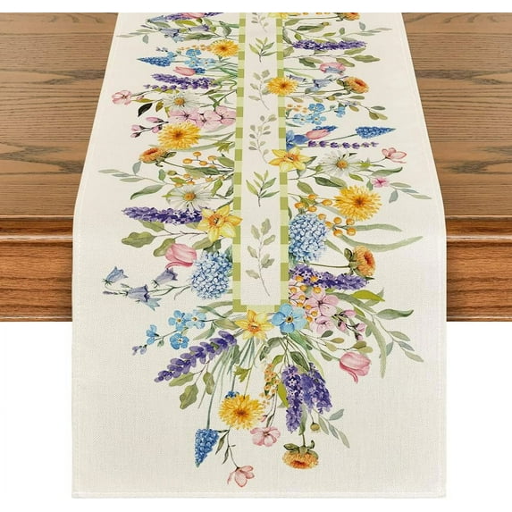 Bloom Flowers Tulip Spring Table Runner, Seasonal Easter Holiday ...