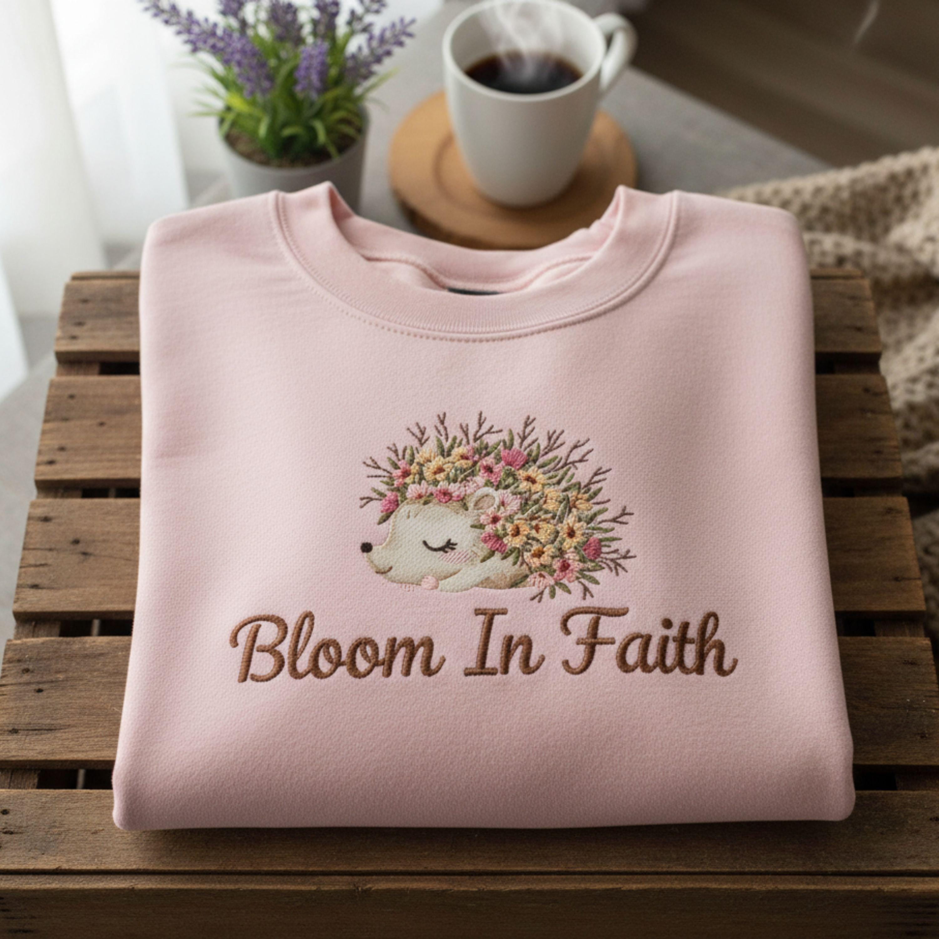 Bloom In Faith Embroidered Sweatshirt. Christian Crewneck, Floral ...