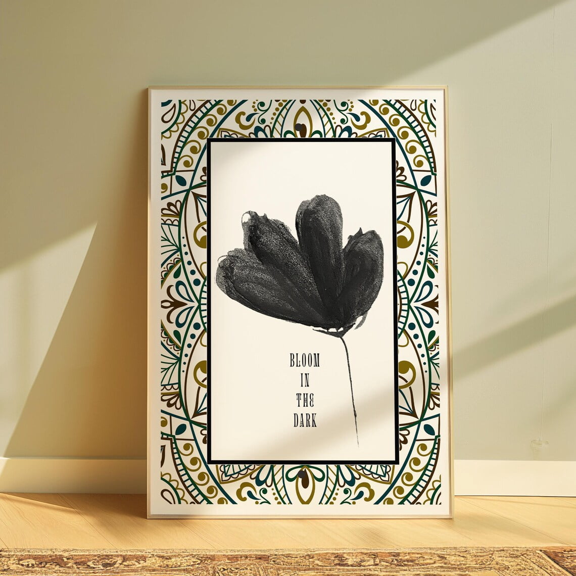 Bloom In The Dark Floral Quote Wall Art, Stretched Canvas Size 8x12 ...