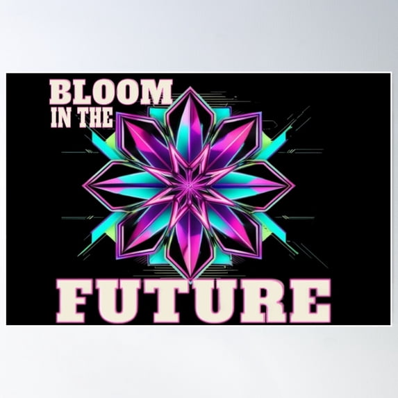 Bloom In The Future Cyberpunk Floral Design Poster Wall Art Modern Wall ...