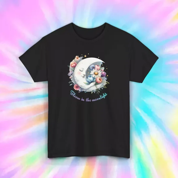 Bloom In The Moonlight Shirt, Moon And Flowers Graphic, Celestial ...