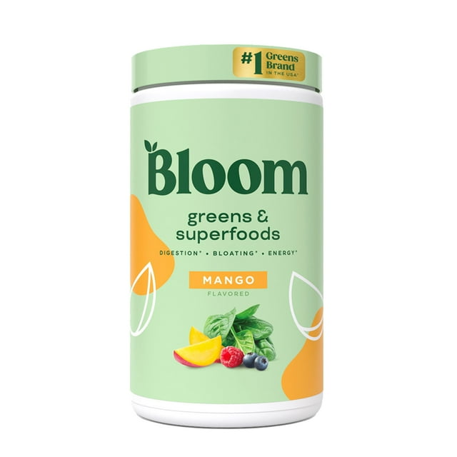 Bloom Nutrition Mango Flavored Superfood Greens & Veggie Powder, Energy ...