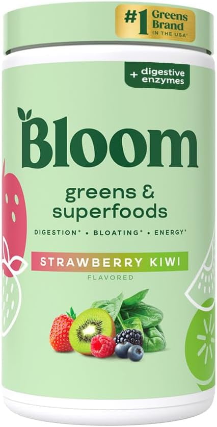 Bloom Nutrition Greens & Superfoods Powder, Strawberry Kiwi, 60 ...