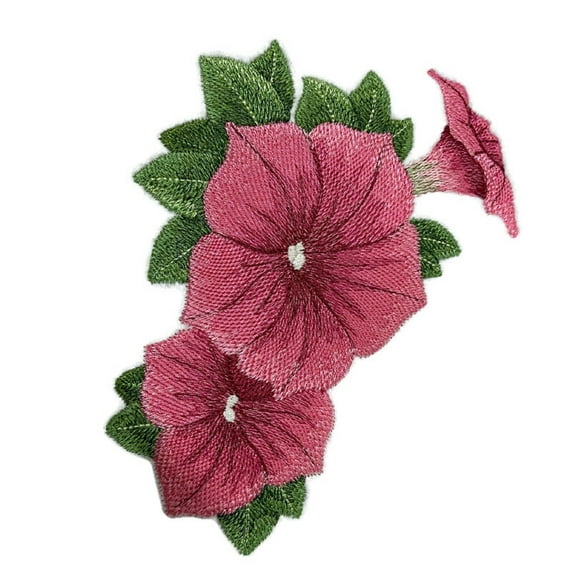 Bloom Petunia Flower Embroidered Iron on/Sew Patch [ 5.41 "(w) x 6.14 ...