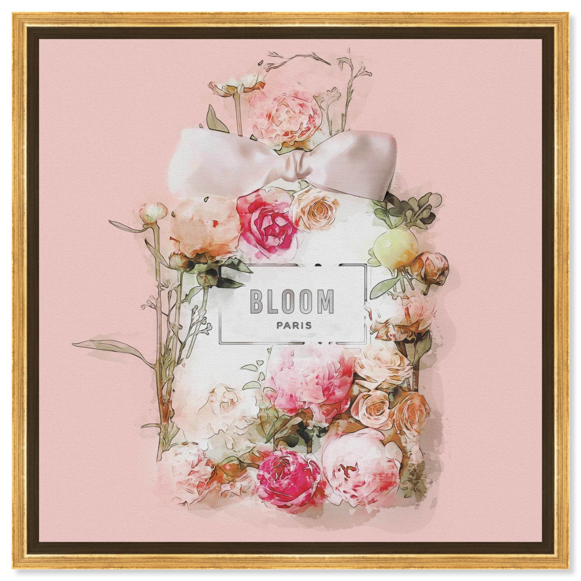 Bloom Pink Perfume Canvas Floral Glam Art by Art Remedy, Gold Frame, 30 ...