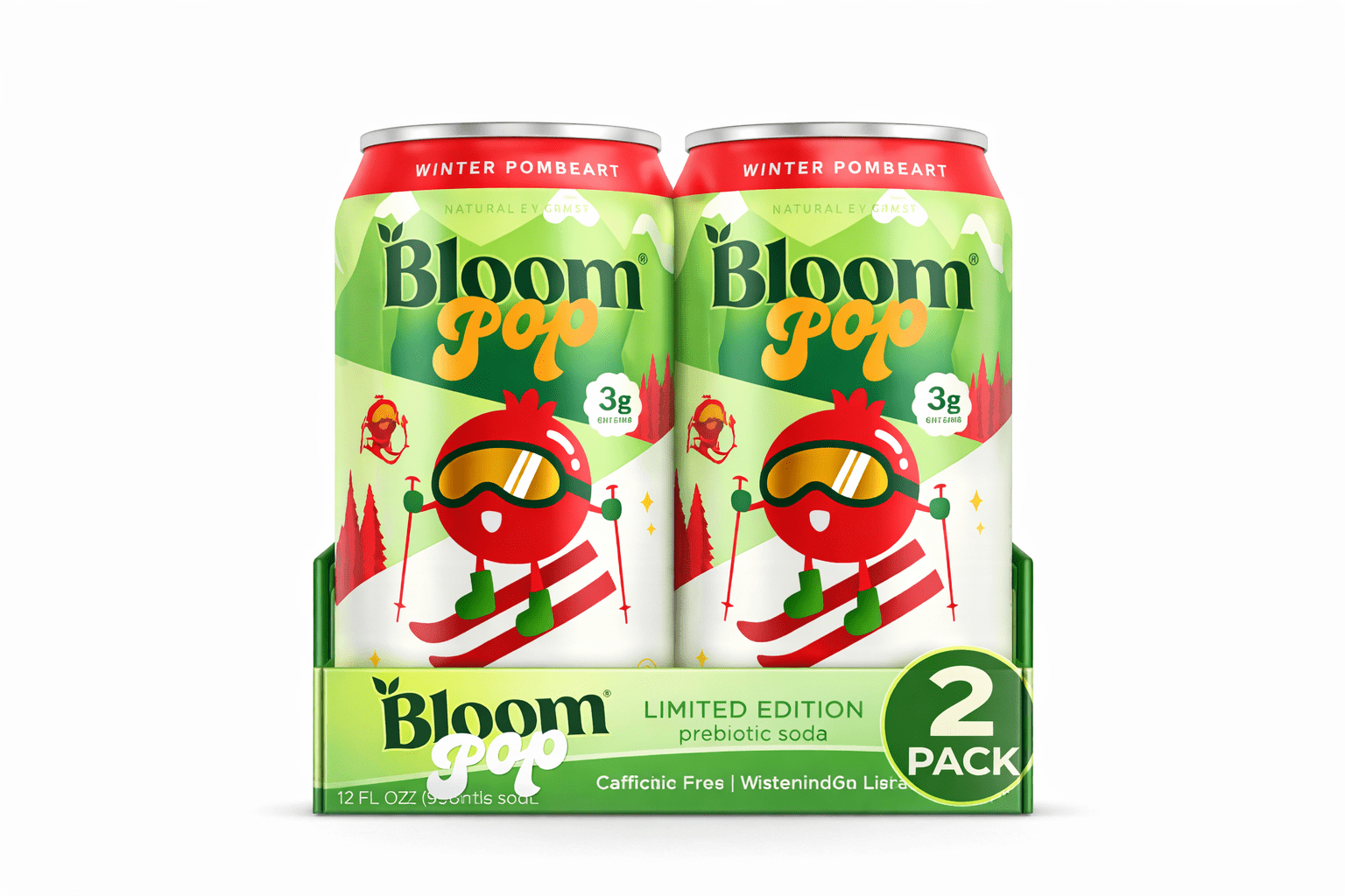 Bloom Pop Prebiotic Soda, Winter Pomberry Flavor, 12 fl oz (2-Pack ...