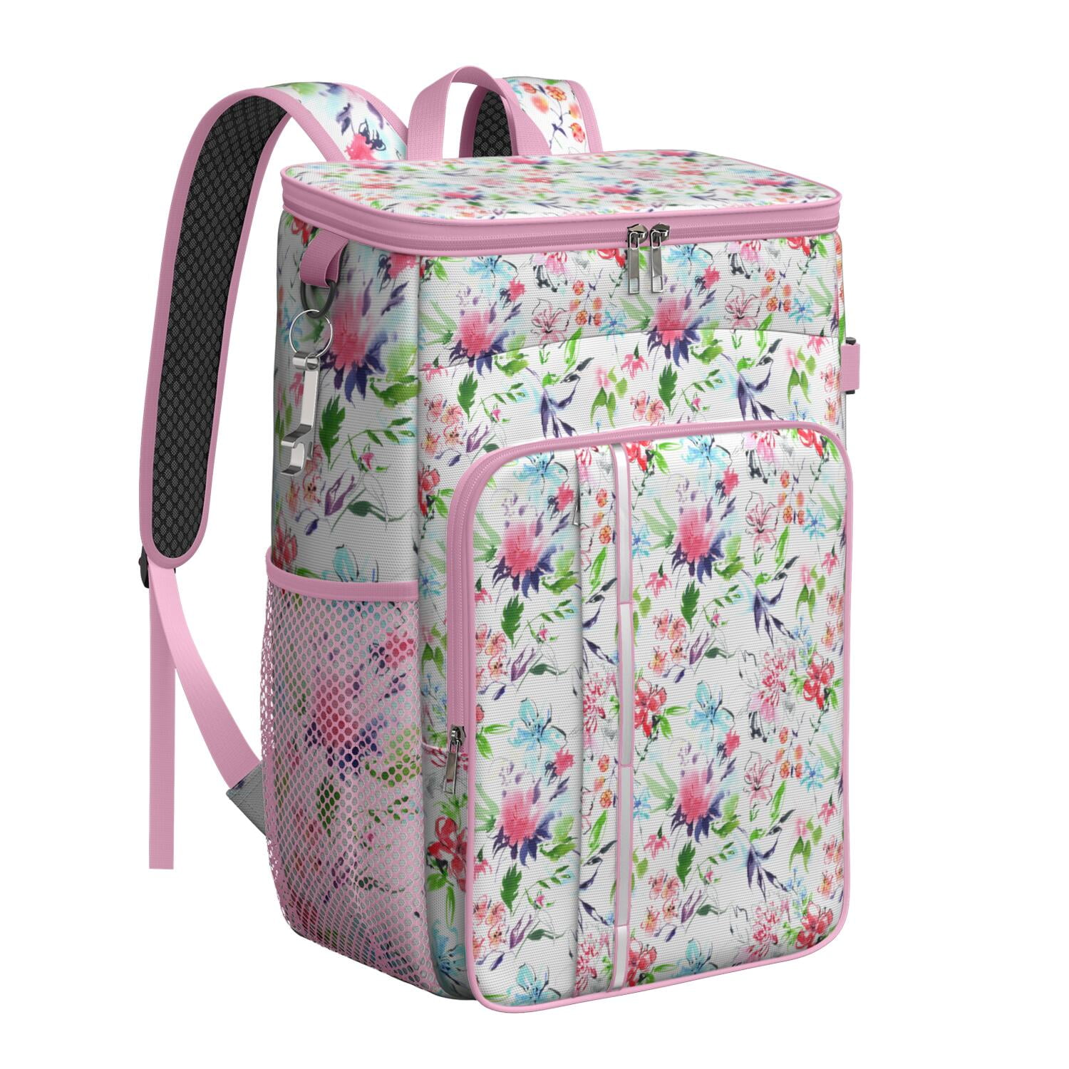 Bloom Print Floral and Skull Design Backpack Cooler - 20L High Capacity ...