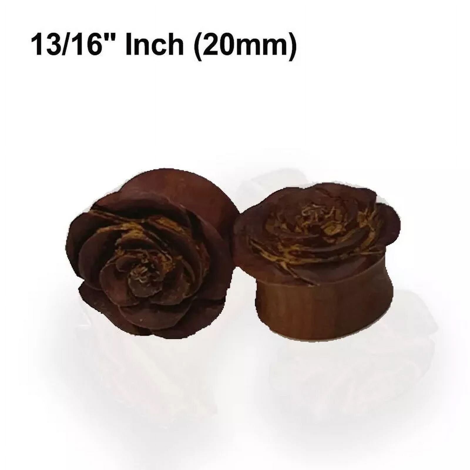 Bloom Rose Flower Wooden Ear Plugs Double Flare Wood Rosebud Ear Gauges ...