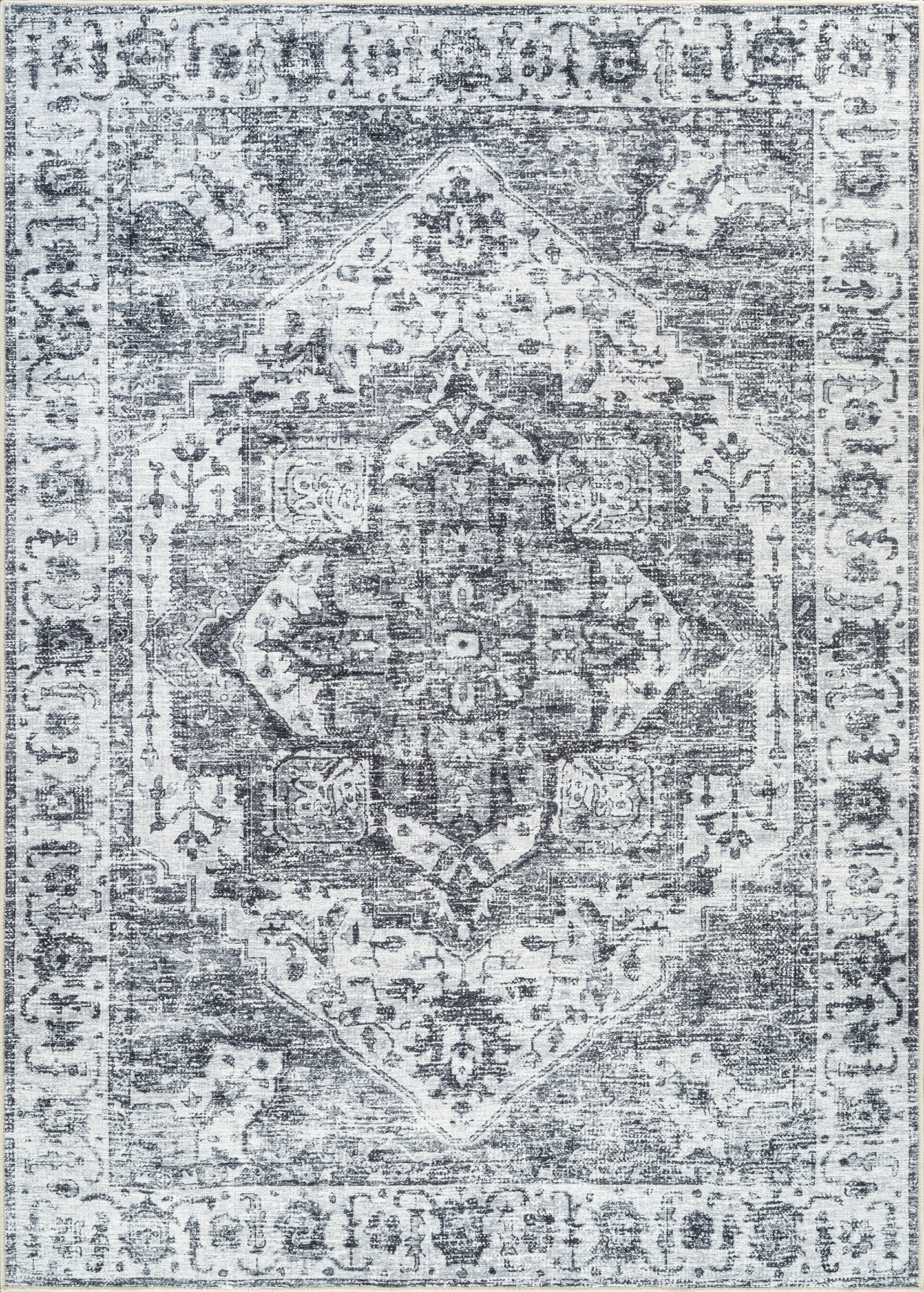 Bloom Rugs Washable Non-Slip 7 ft Runner - Silver / Dark Gray ...