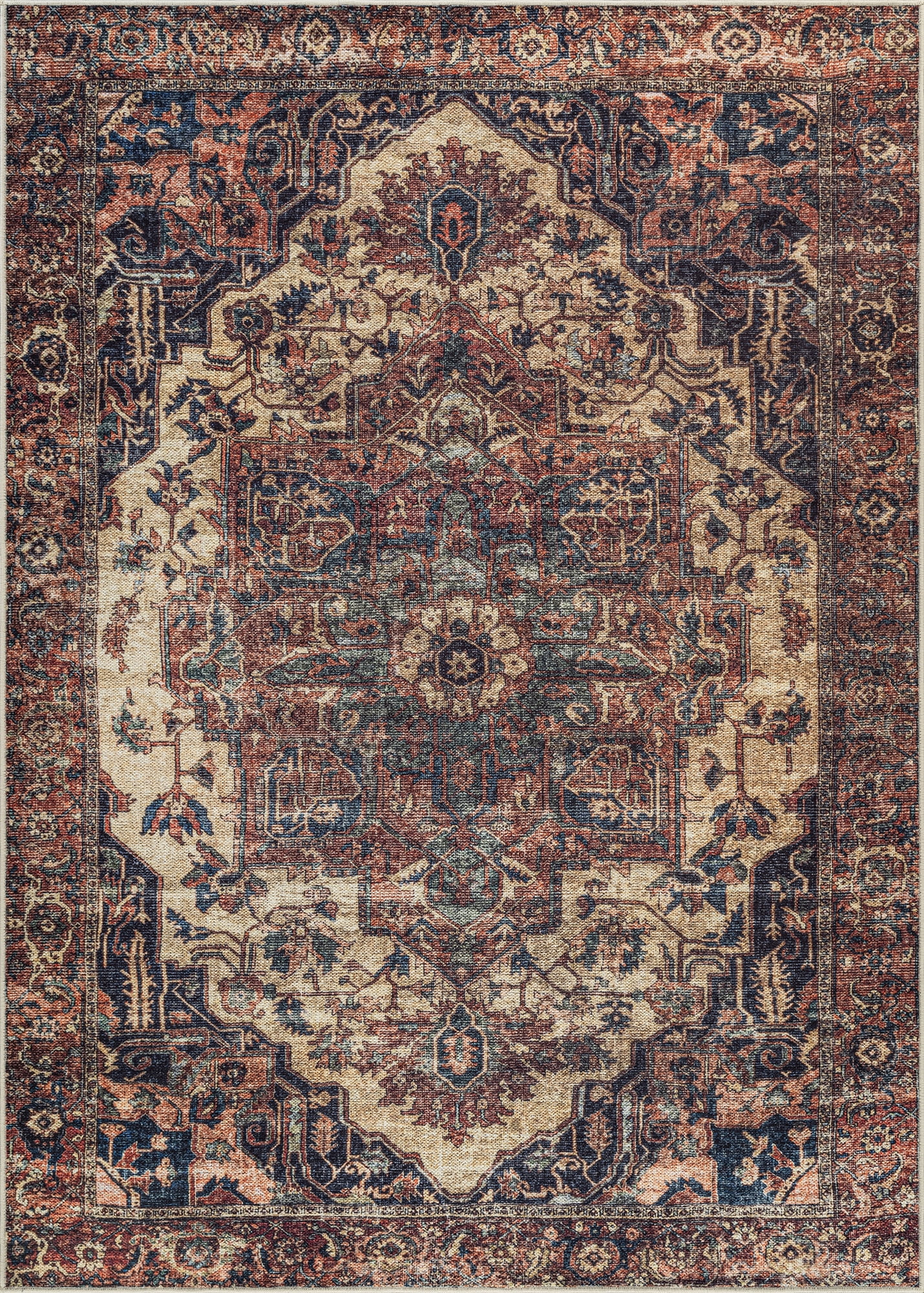 Bloom Rugs Washable Non-Slip 8' x 10' Rug - Beige / Terracotta ...