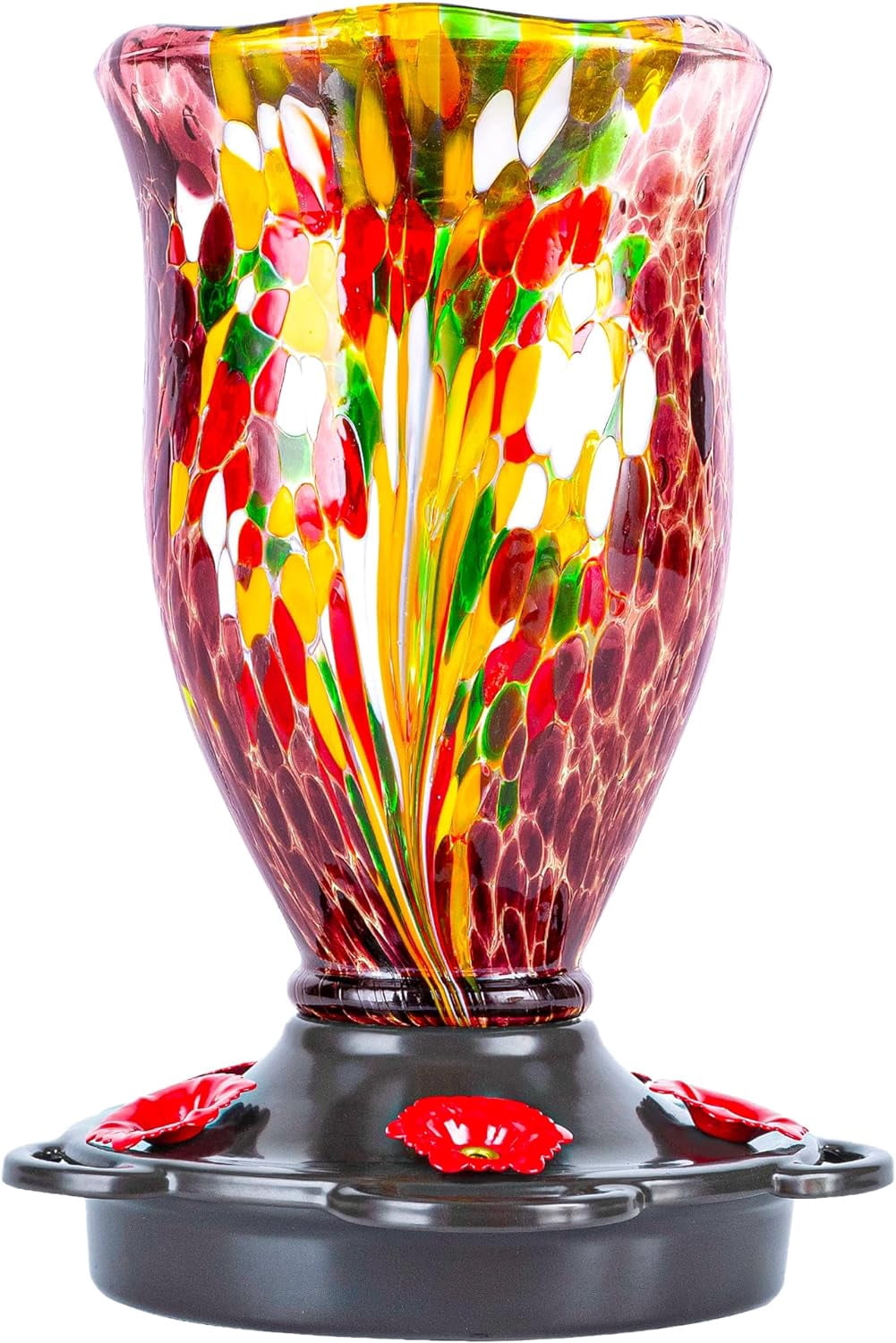 Bloom Shaped Hummingbird Feeders for Outdoors, Hand Blown Glass Humming ...