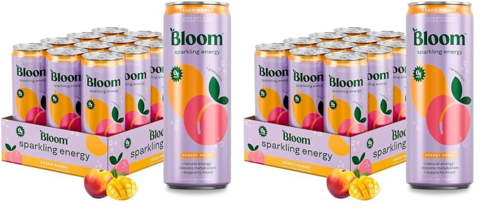 Bloom Sparkling Energy Drink - Natural Caffeine, Zero Sugar, 180mg ...